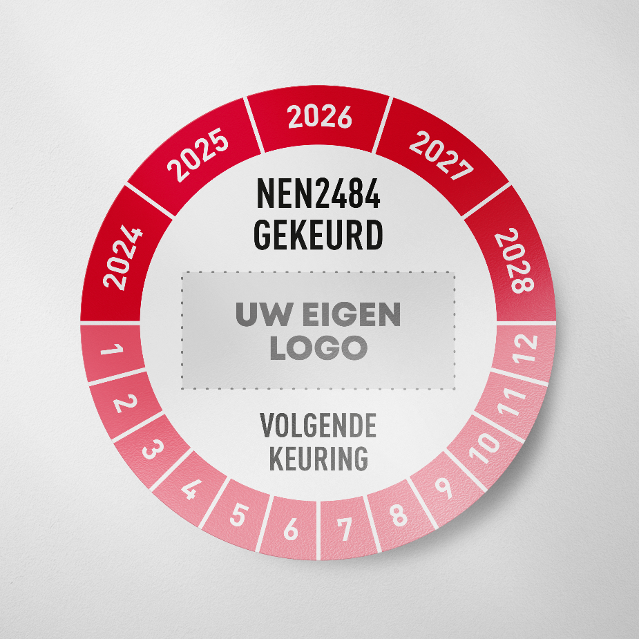 Keuringssticker NEN 2484 met logo - Ontwerpstickers