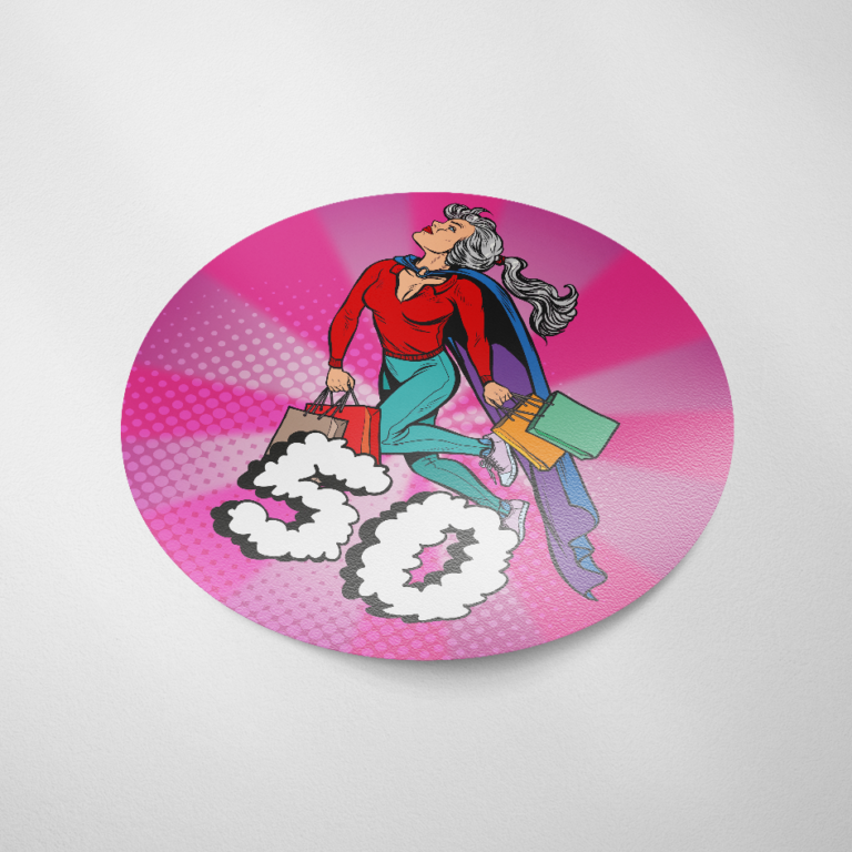 Feest sticker, Sarah! 50 jaar sticker - Ontwerpstickers