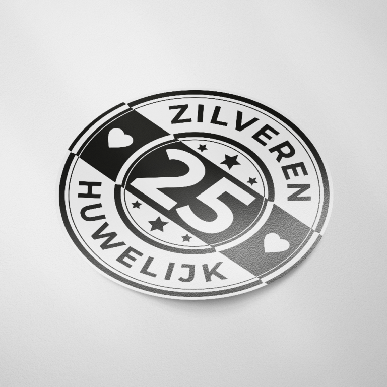 Raamsticker, Zilveren Huwelijk - 25 jaar getrouwd - Ontwerpstickers