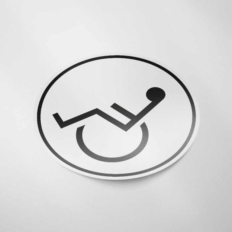 Toilet sticker, Invalide toilet (rond/wit) - Ontwerpstickers